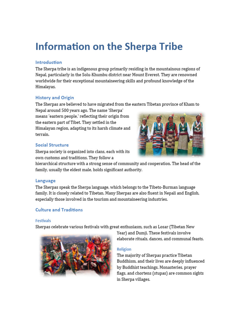 Information On The Sherpa Tribe | PDF | Tibet | Himalayas