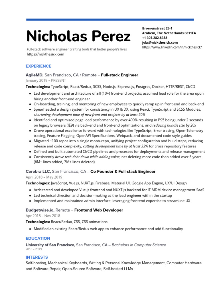 Nicholas Perez's Resume | PDF | Information Technology | Computing