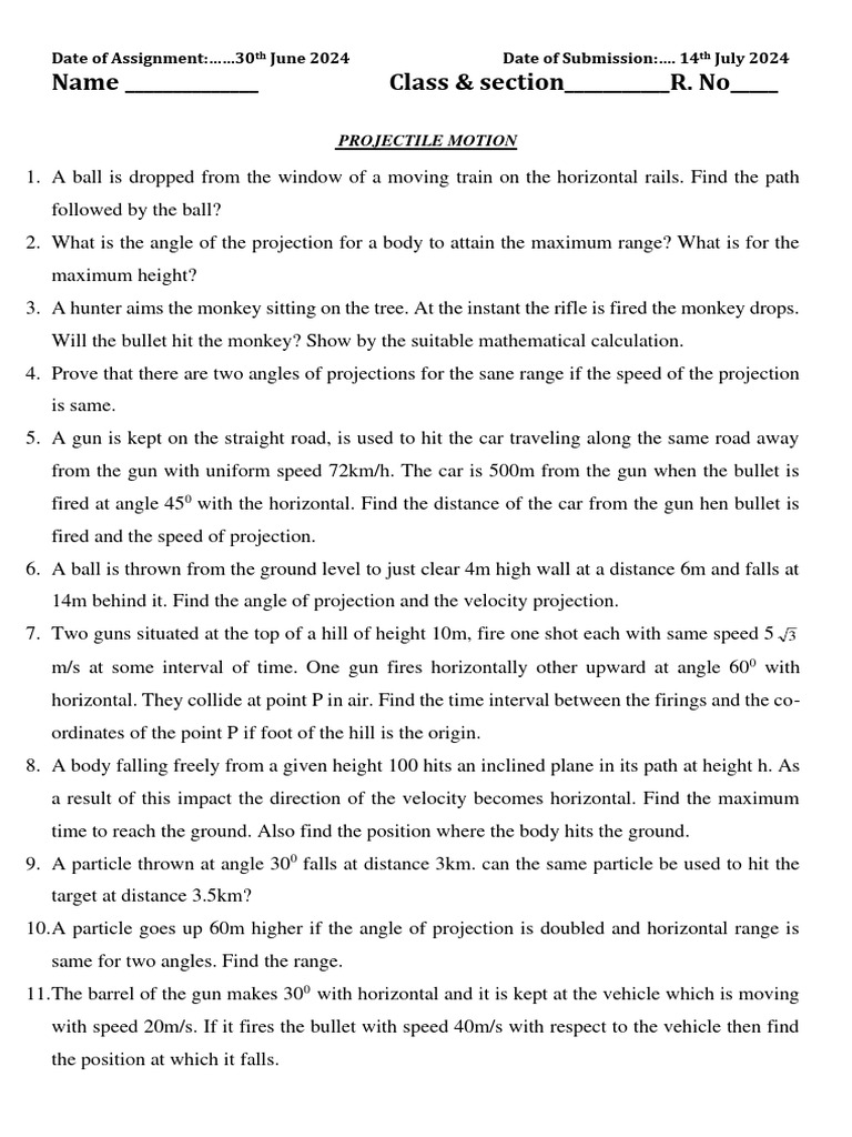 Assignment | PDF | Speed | Classical Mechanics