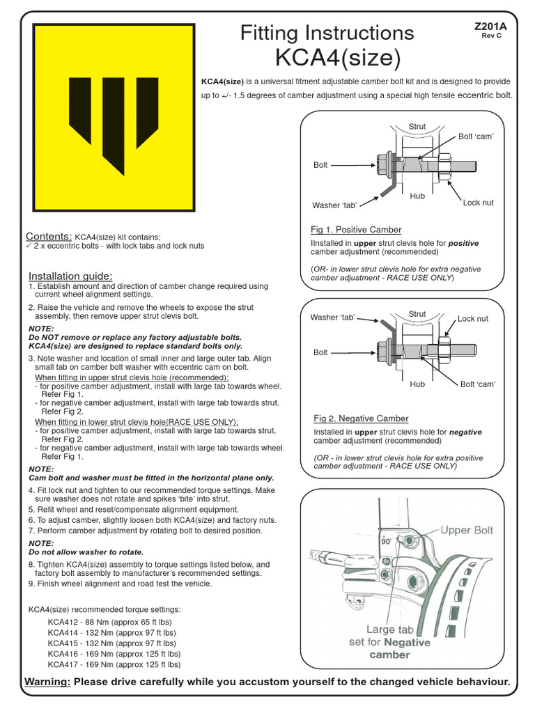 Camber Bolt Instruction Manual | PDF | Nut (Hardware) | Wheel
