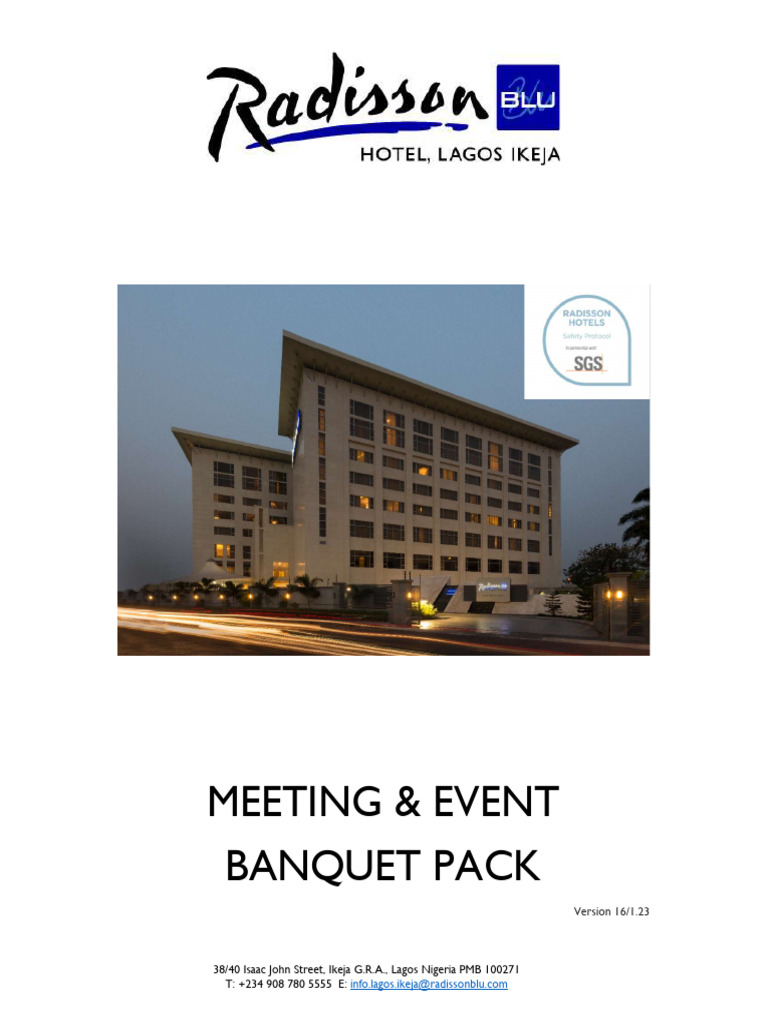 Radisson Blu Ikeja Event Packages | PDF | Salad | Menu