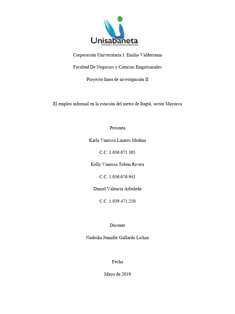 Empleo Informal Metro Itagui, Sector Mayorca | PDF | Empleo | Pobreza