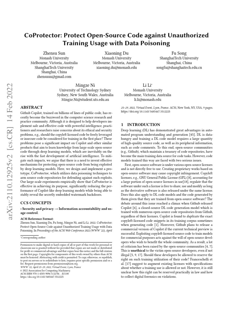 4.1 CoProtector - Protect Open-Source Code Against Unauthorized Training Usage With Data ...