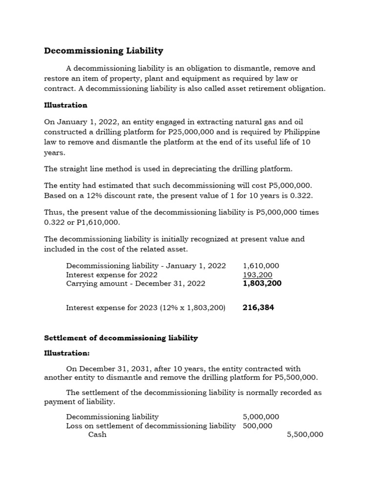 Understanding Decommissioning Liabilities | PDF | Depreciation ...