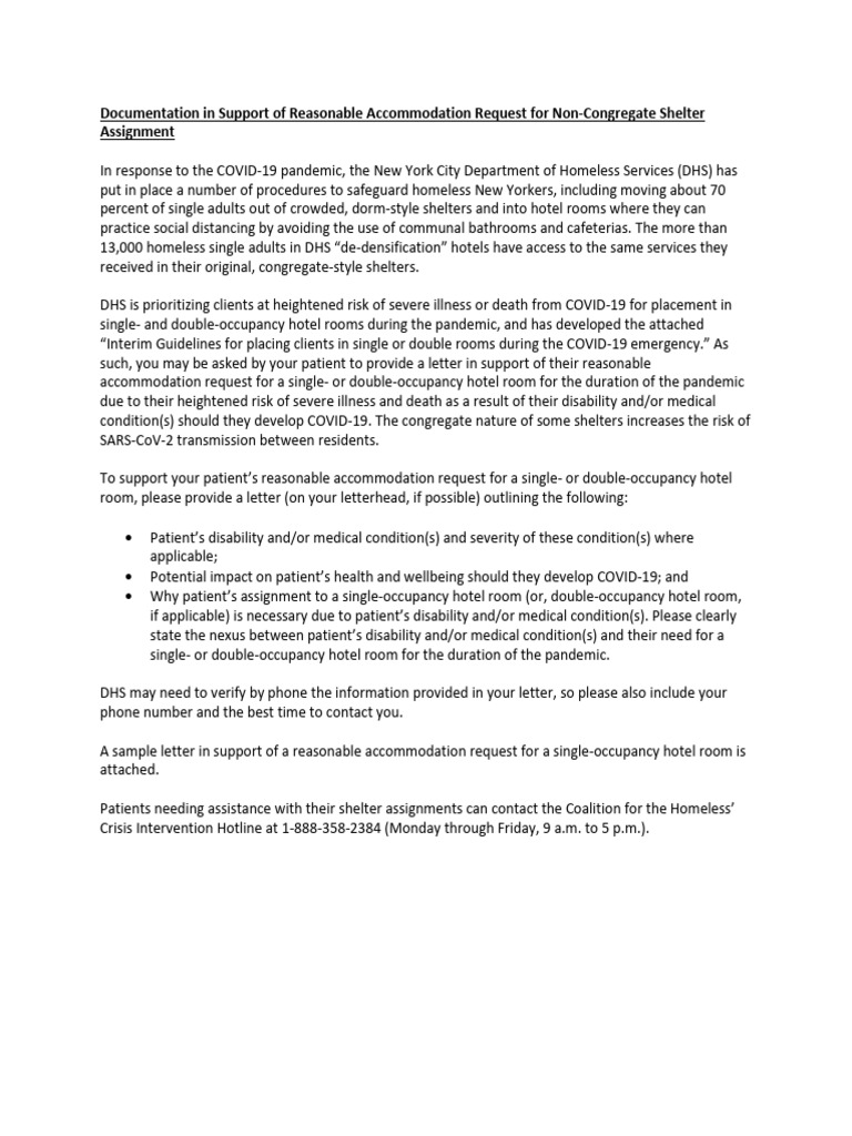 Guidance On Reasonable Accommodation Requests For Single and Double ...