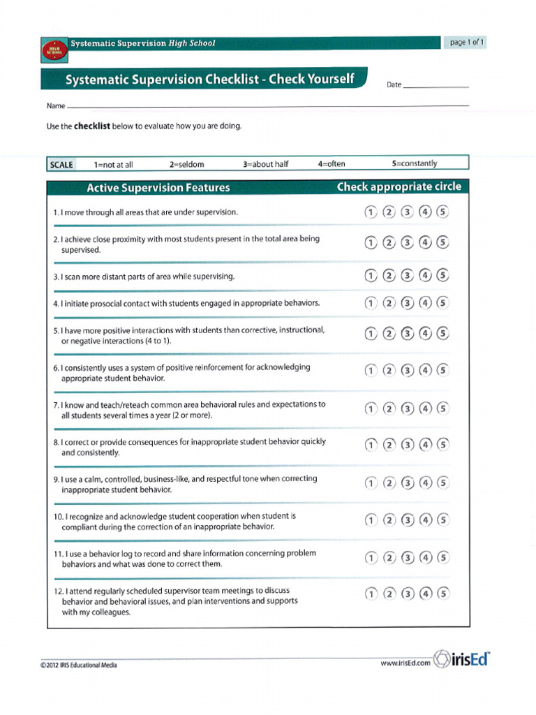 10 Systematic Supervision Checklist | PDF