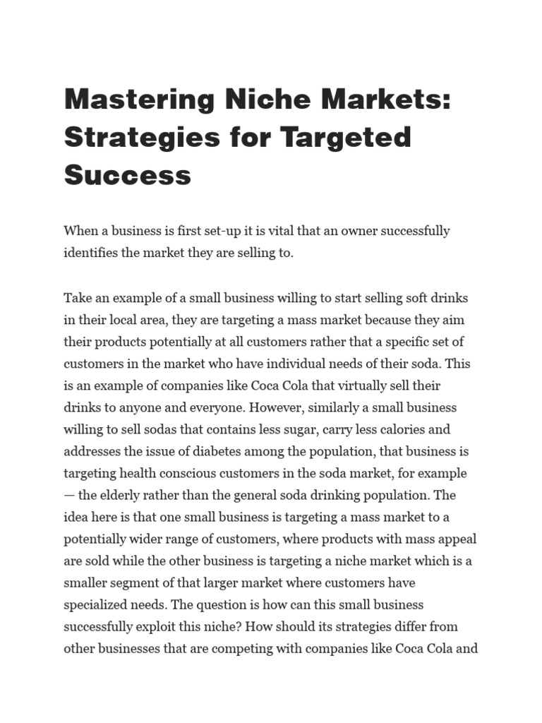 Mastering Niche Markets | PDF | Marketing | Advertising