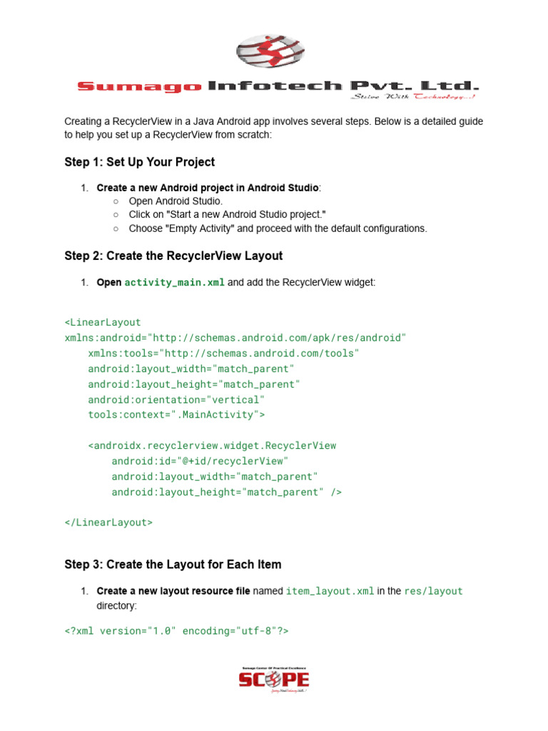 Steps RecyclerView | PDF | Android (Operating System) | Computer Science