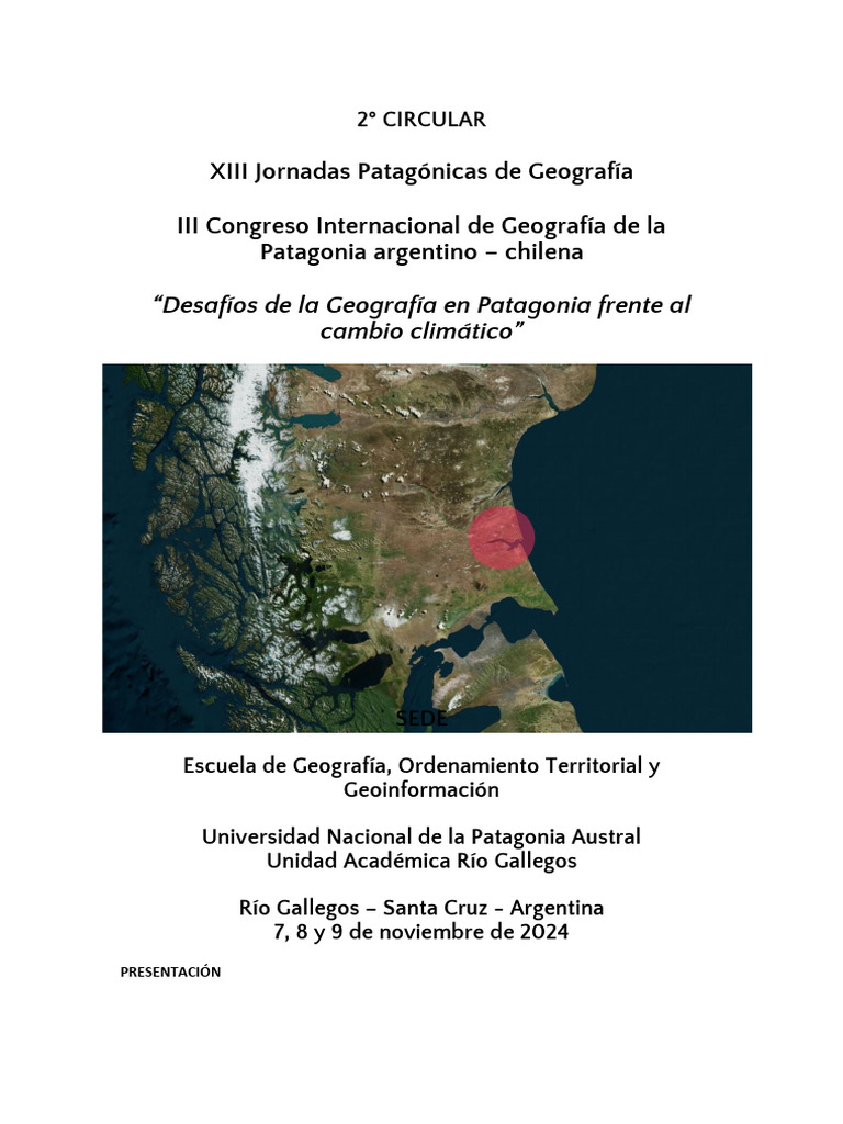 2° Circular - XIII Jornadas Patagónicas de Geografía | PDF | Geografía | Science