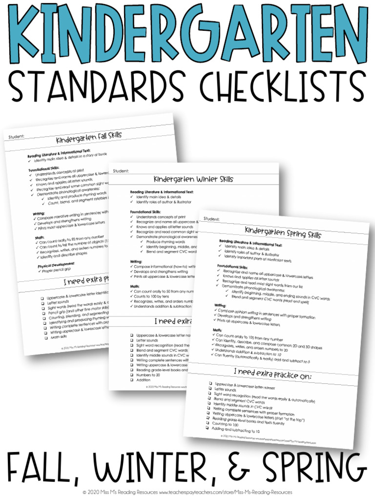 Kindergarten Skills Checklist Guide | PDF | Letter Case | Word