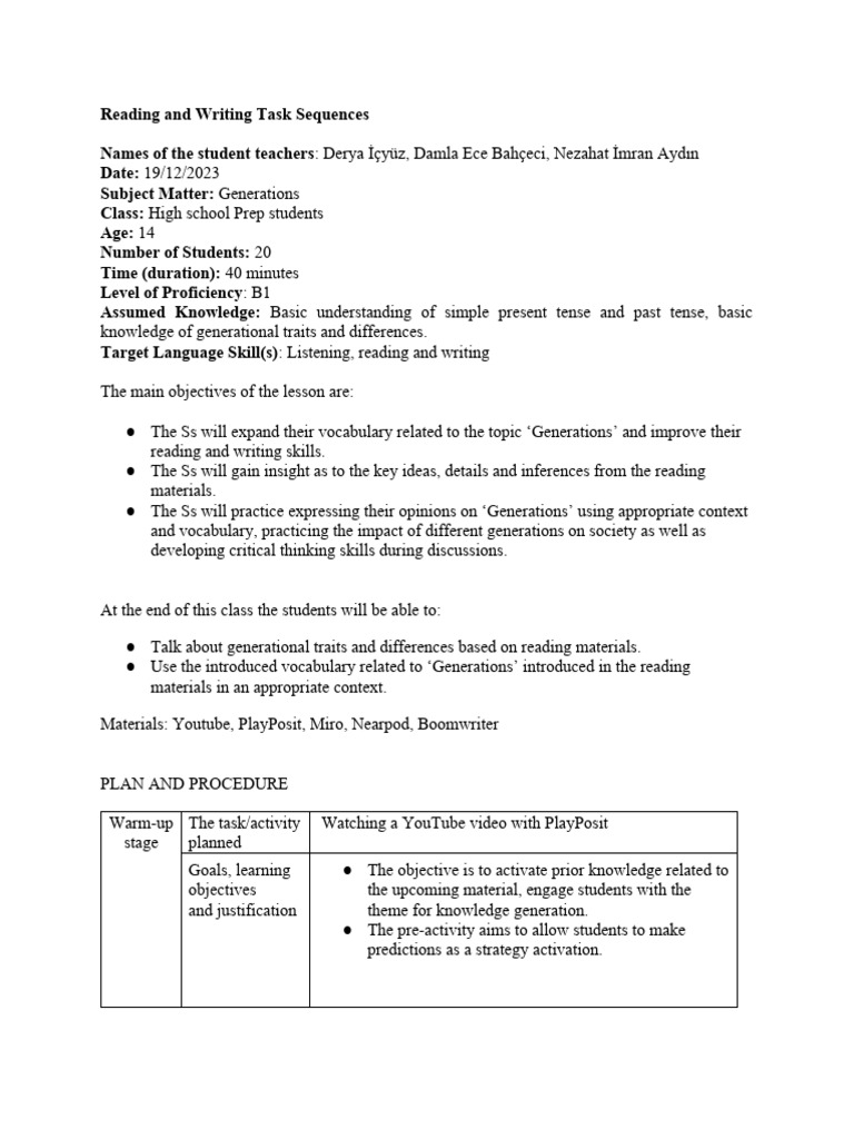 411 Reading-Writing | PDF | Lesson Plan | Reading Comprehension