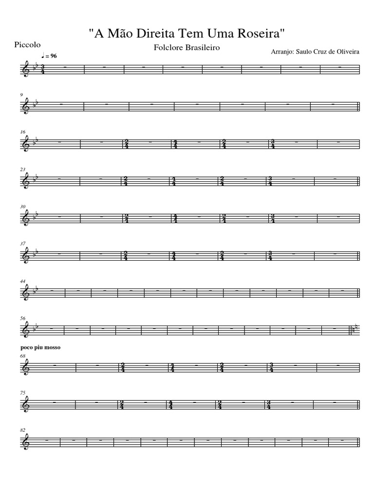 A Mao Direita Tem Uma Roseira - 01 Piccolo | PDF | Musical Compositions | Poetics