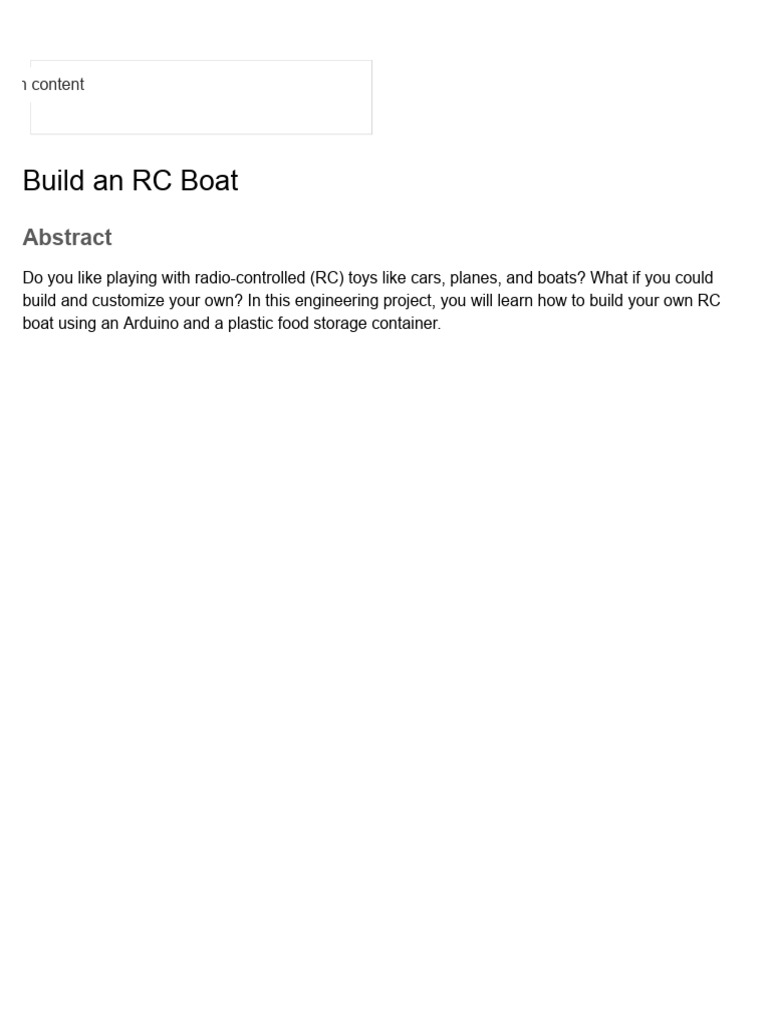 Build An RC Boat - Science Project | PDF | Radio | Radio Control
