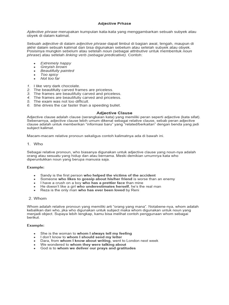 Adjective Clause | PDF | Seni & Disiplin Bahasa