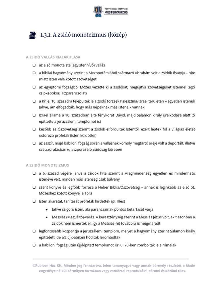 1.3.1. A Zsidó Monoteizmus (K) | PDF