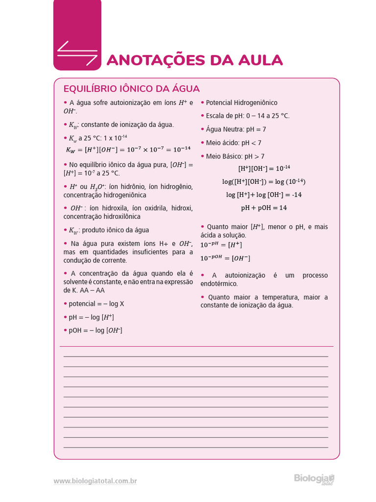 QMC - AN - Equilíbrio Químico - Equilíbrio Iônico Da Água | PDF