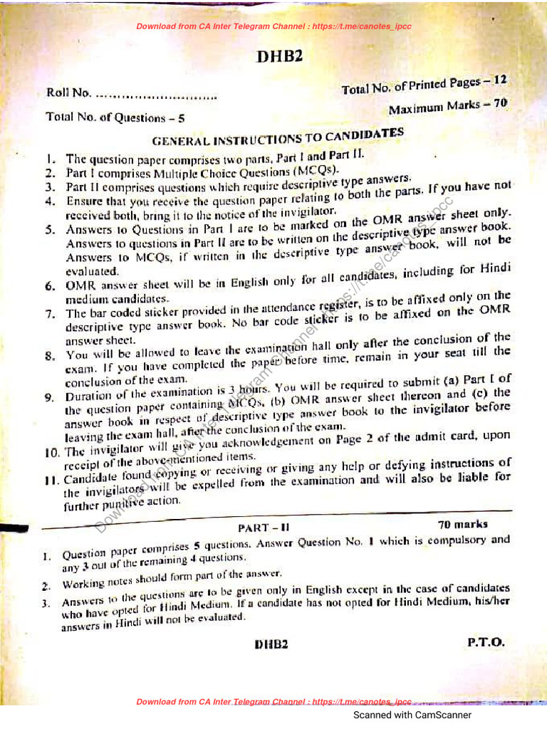 CA Inter Law Nov 2020 Icai Question Paper | PDF