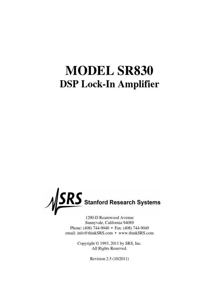 Model Sr830: DSP Lock-In Amplifier | PDF | Phase (Waves) | Amplitude