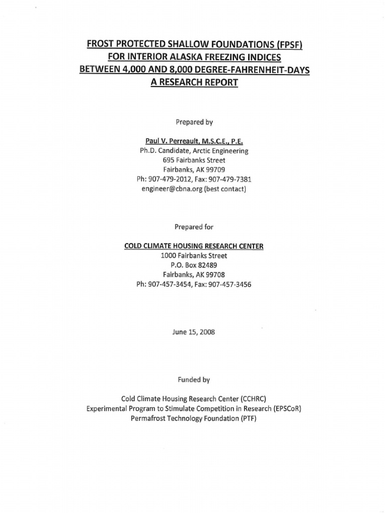 Frost Protected Shallow Foundations For Interior Alaska Freezing | PDF