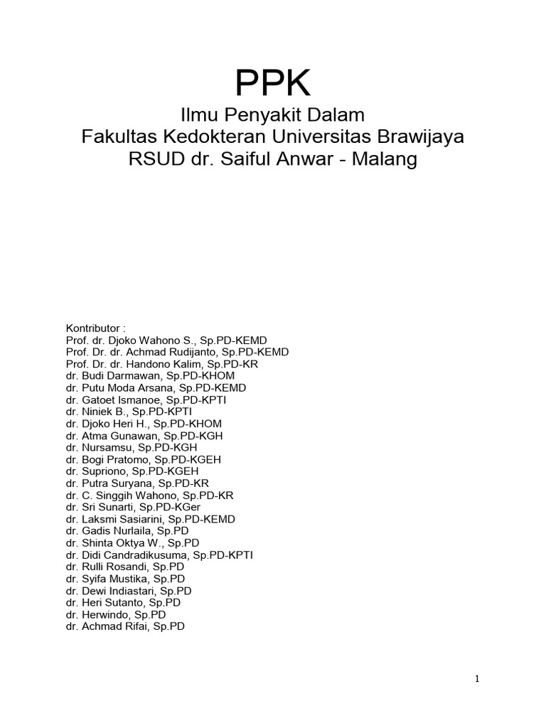PPK IPD FKUB RSSA - Save Ini Di HP - Tab, Buat Di Poli | PDF