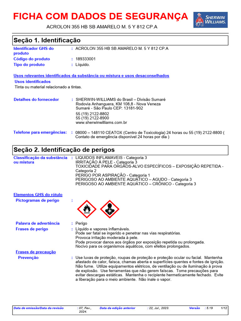 Acrolon 355 HB SB Amarelo M. 5 y 812 Cp.a | PDF | Desperdício | Reciclagem