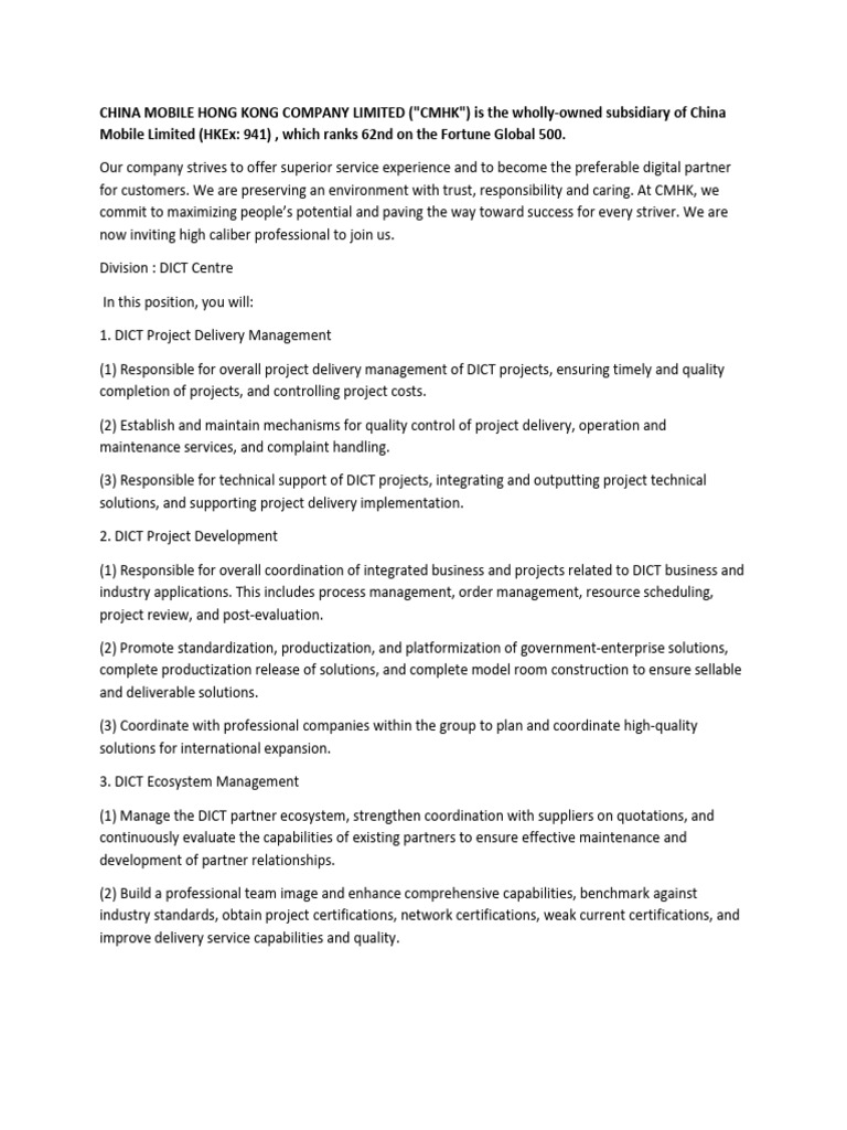 DICT Project Head | PDF | Business