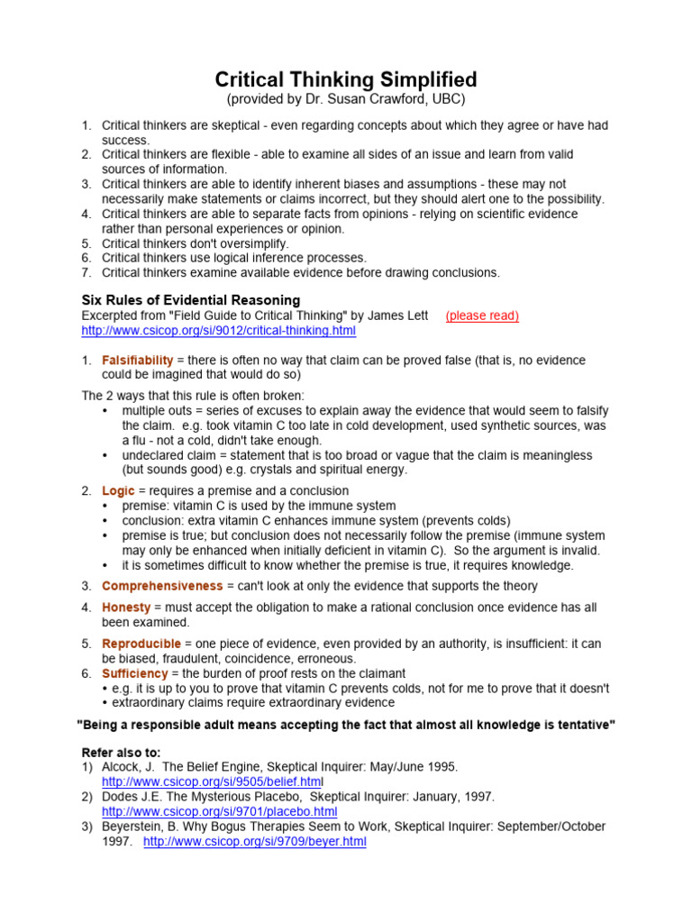 Essential Principles of Critical Thinking | PDF | Critical Thinking ...