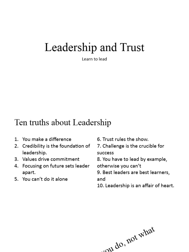 Essential Leadership Truths and Trust | PDF | Leadership | Cognition