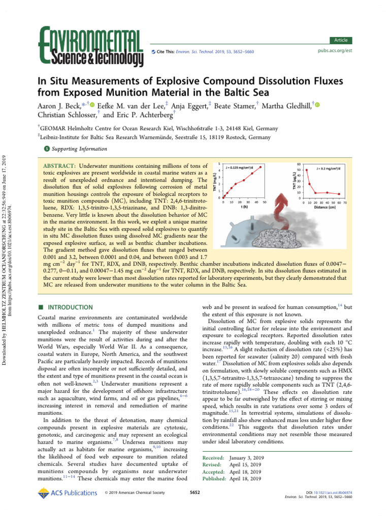 Beck Et Al 2019 in Situ Explosives Dissolution | PDF | Ammunition ...