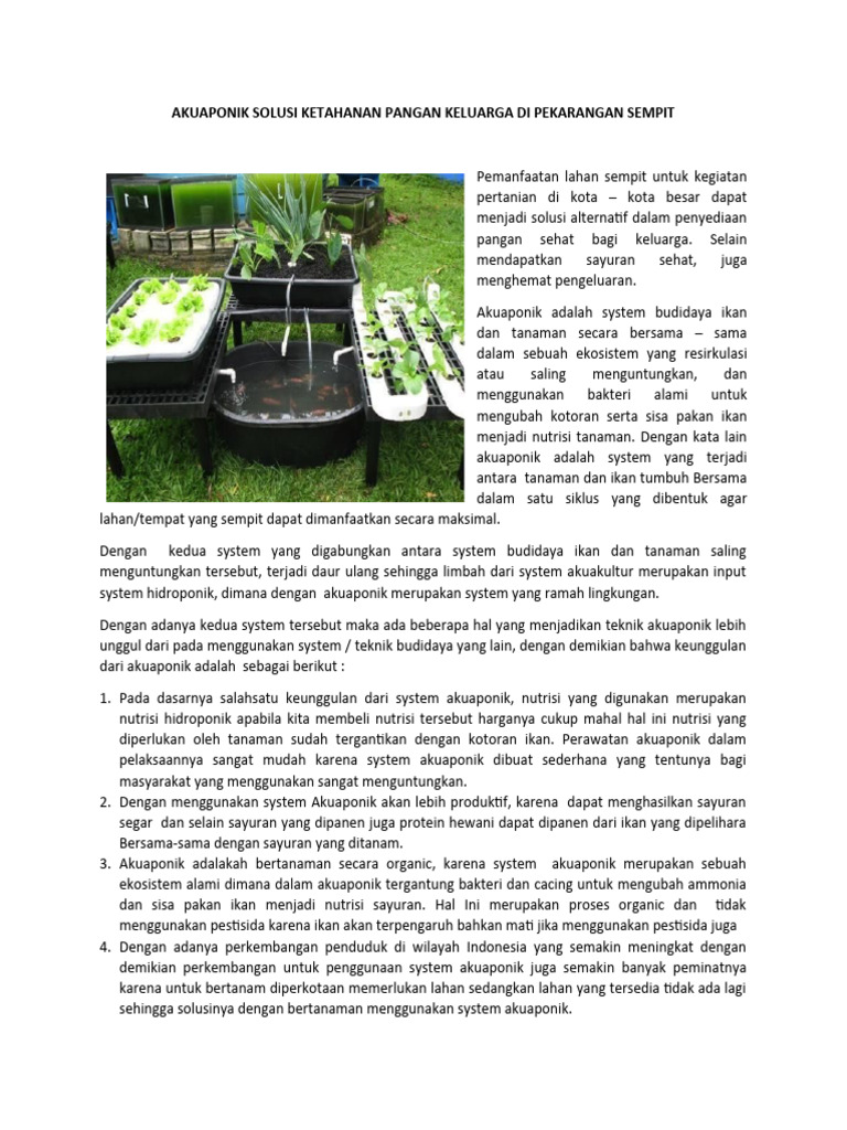 AKUAPONIK SOLUSI KETAHANAN PANGAN KELUARGA | PDF AKUAPONIK SOLUSI KETAHANAN PANGAN KELUARGA | PDF