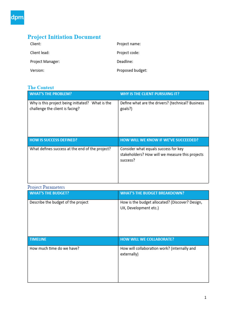 Project Initiation Document Template - The Digital Project Manager ...