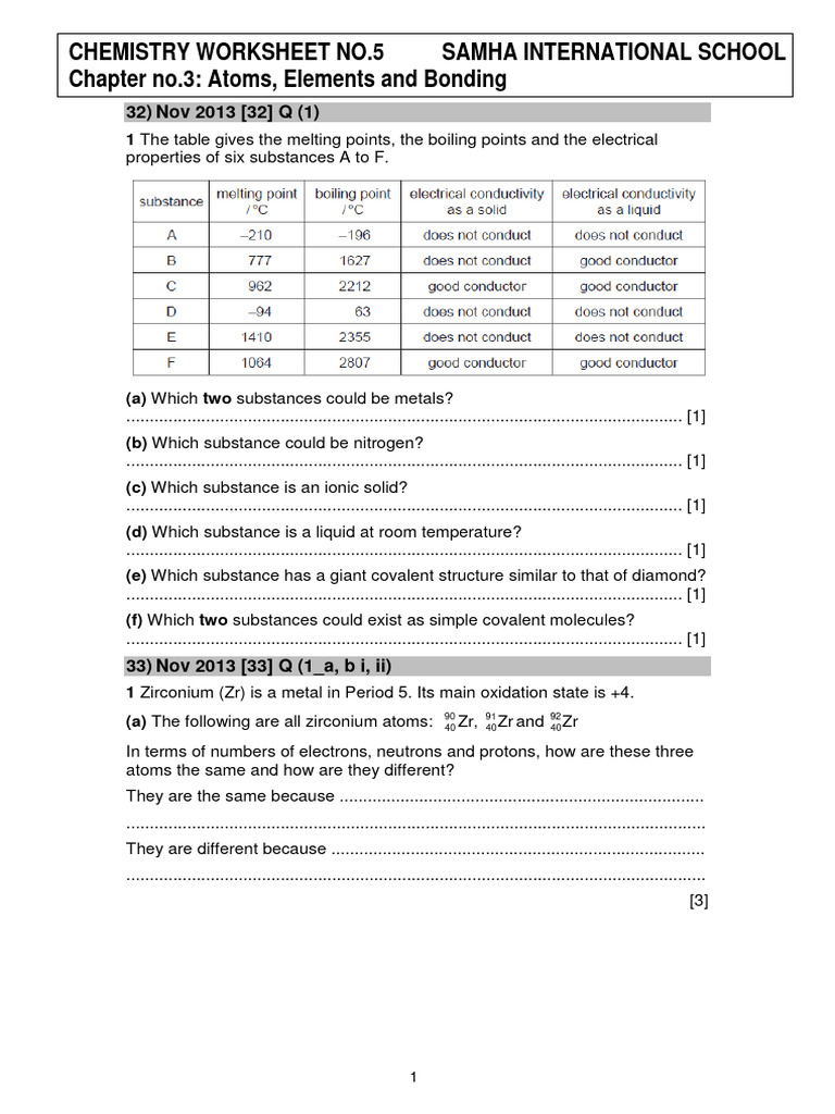 5 Atoms, Elements and Bonding QP | PDF | Chemical Compounds | Ion