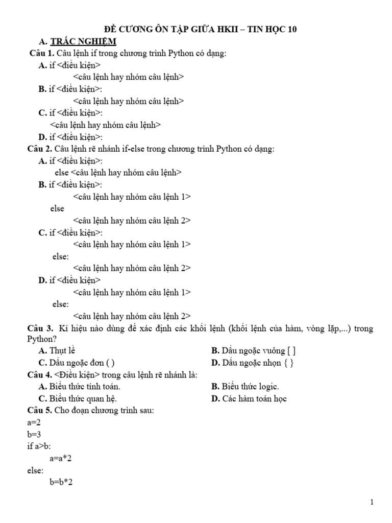 Tin 10 de Cuong On Tap Hkii Gui HS | PDF