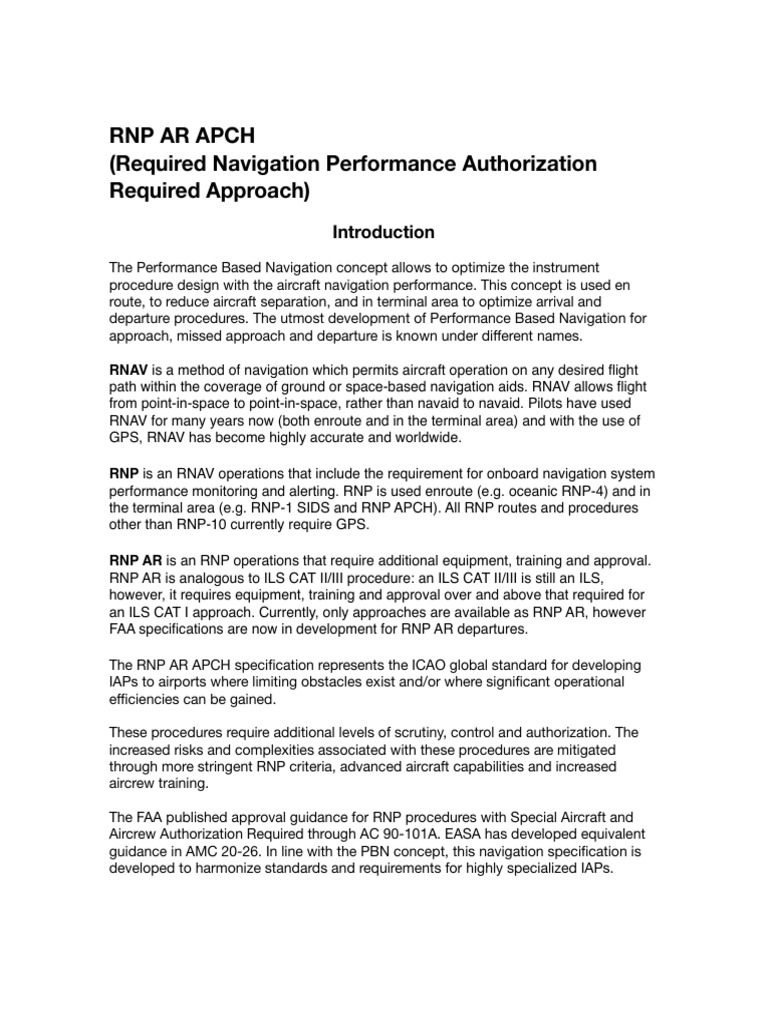 RNP AR Approach Procedures Overview | PDF | Aircraft | Aerospace