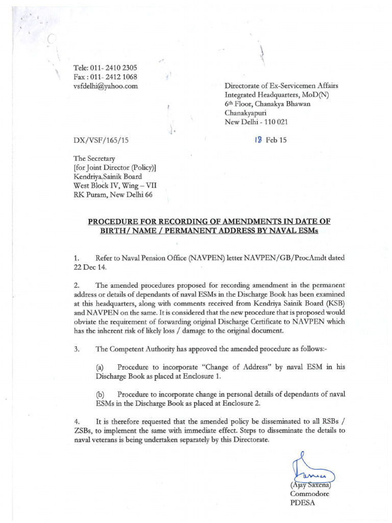 Policy On Change of Address and Dob | PDF