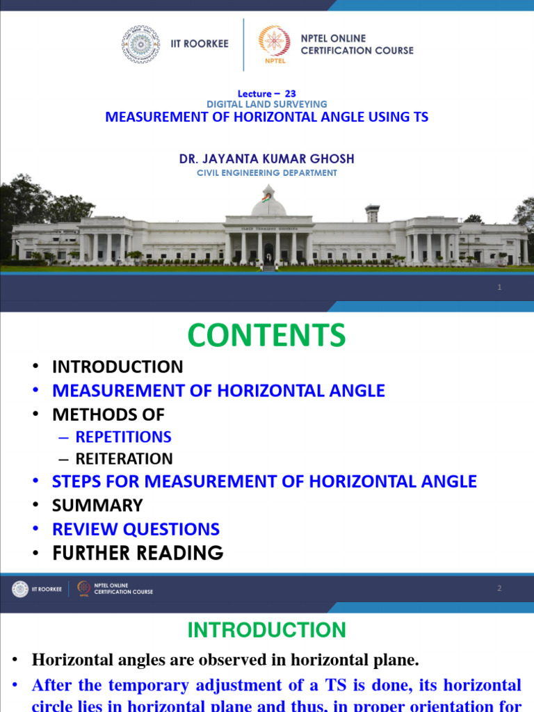 Lecture 23 Measurement of HA Using TS - 23012017 | PDF | Surveying | Angle