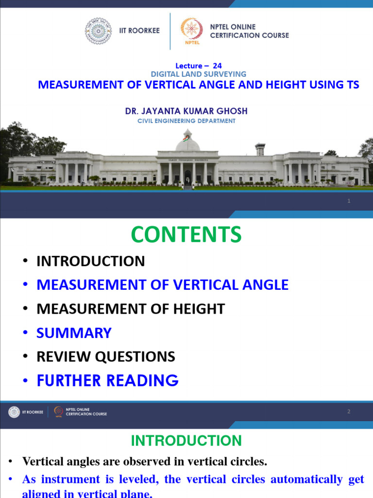 Lecture-24 Measurement of VA and Height Using TS | PDF | Surveying ...