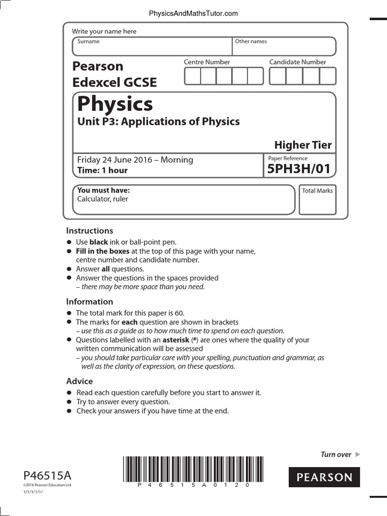 June 2016 QP - Unit P3 (H) Edexcel Physics GCSE | PDF | Collision | Gamma Ray