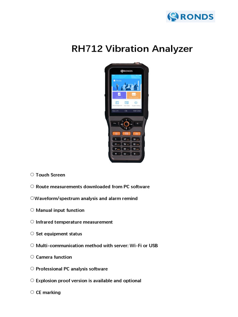 RH712 Vibration Analyzer Overview | PDF | Wi Fi | Personal Computers