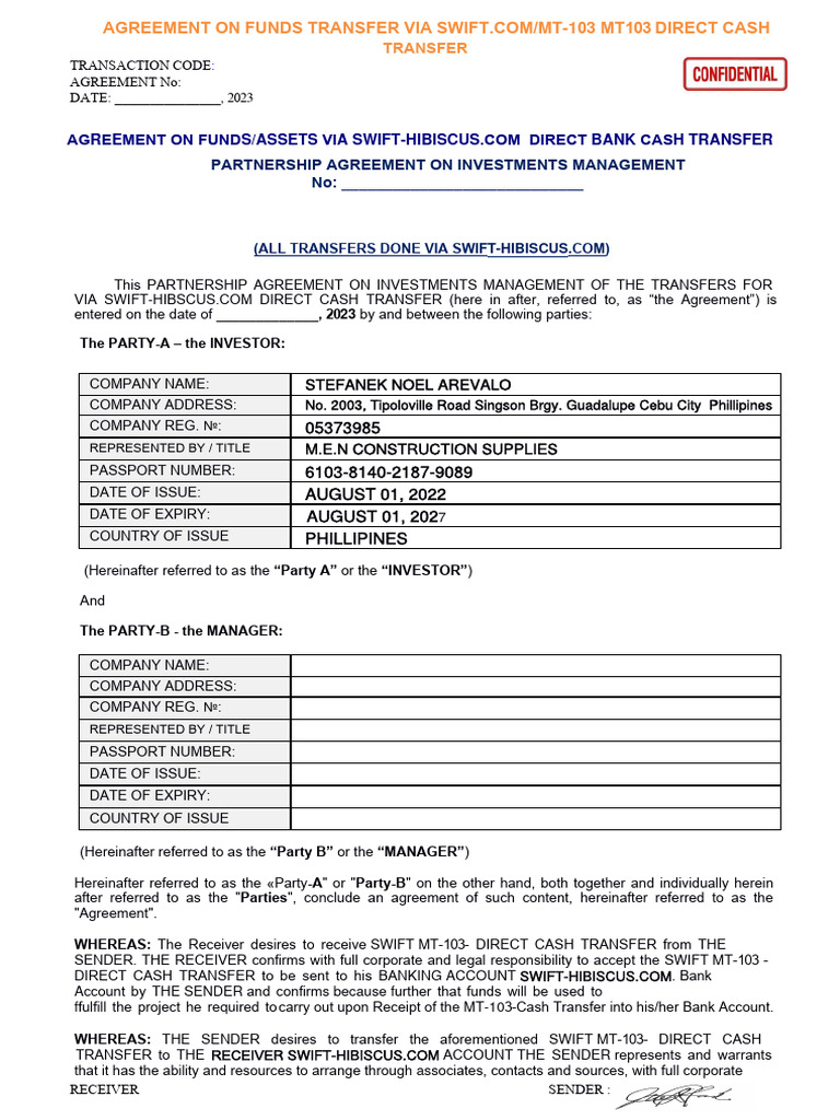 Doa of Swift Bank Transfer - 1 - 230902 - 182025 | PDF | Investing ...