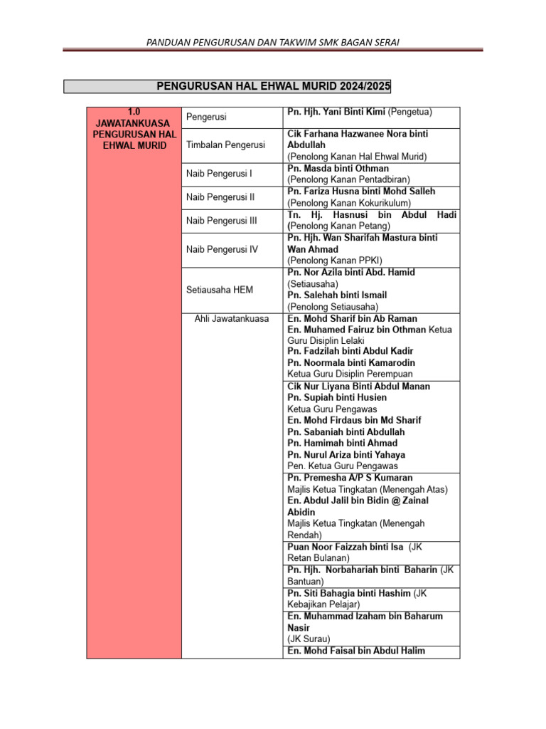 PENGURUSAN HAL EHWAL MURID 2024 Final | PDF