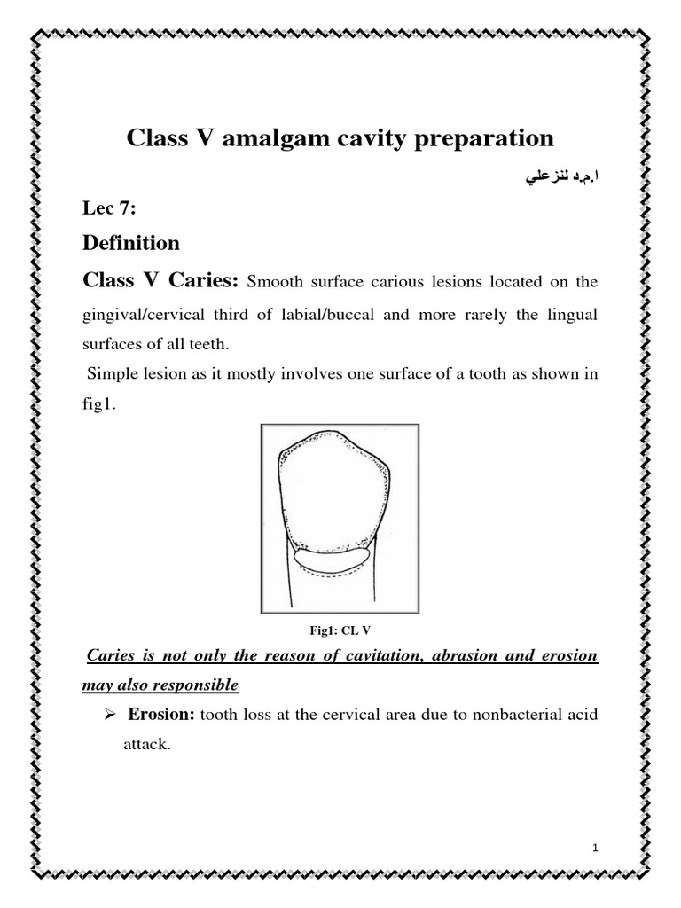 Class V Amalgam Cavity Preparation | PDF | Dentistry | Mouth