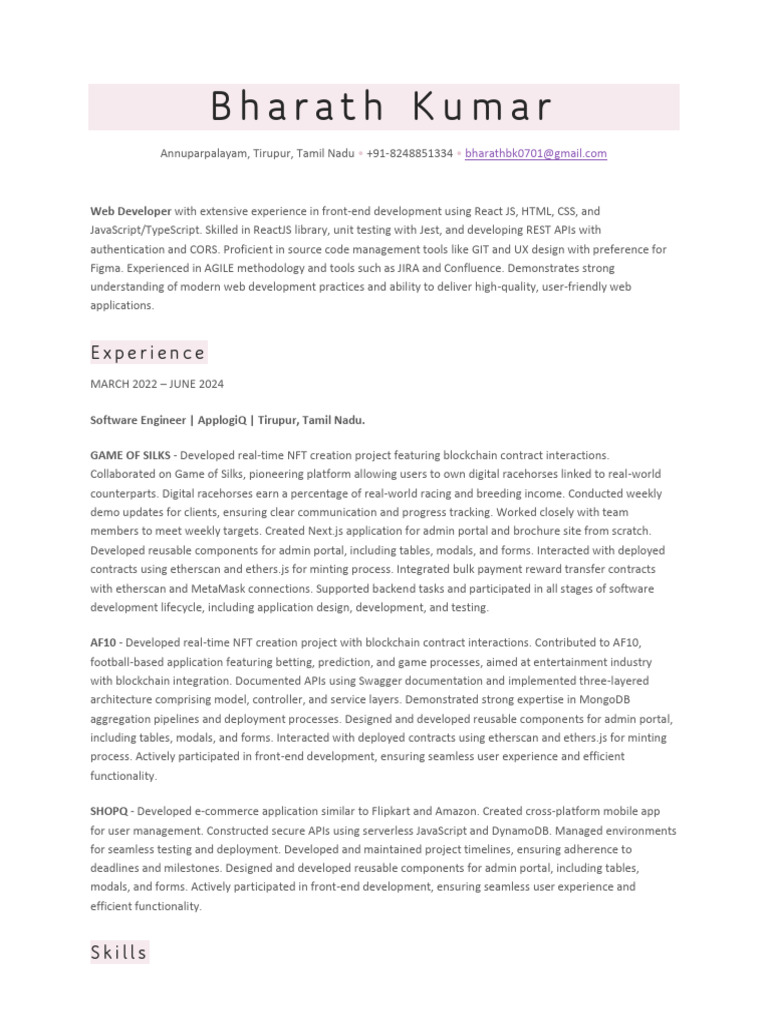 BK Resume | PDF | Computing | Software Engineering