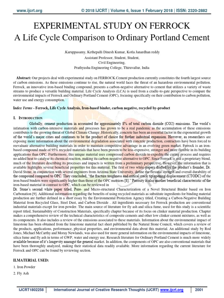 IJCRT1802258 | PDF | Cement | Life Cycle Assessment