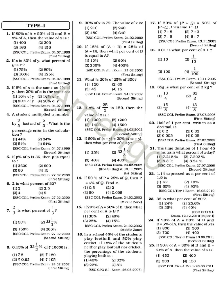 Percentage 1 Sheet | PDF