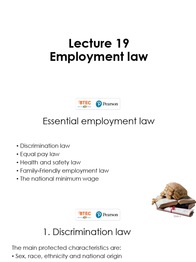 Lecture 19 - Employment Law | PDF | Discrimination | Labor