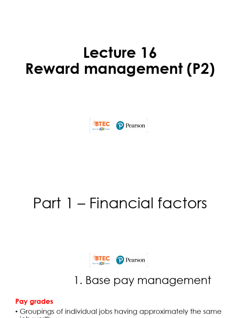 Lecture 16 - Reward Management (Part 2) | PDF | Employment | Unemployment