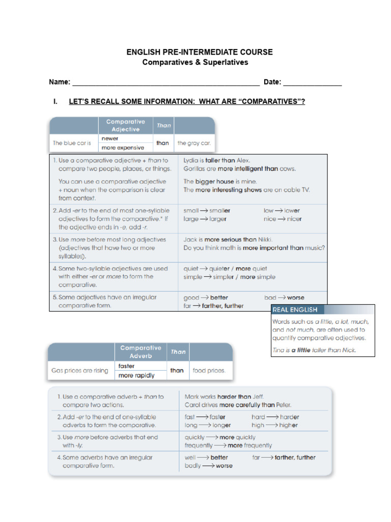 Comparatives & Superlatives Practice | PDF