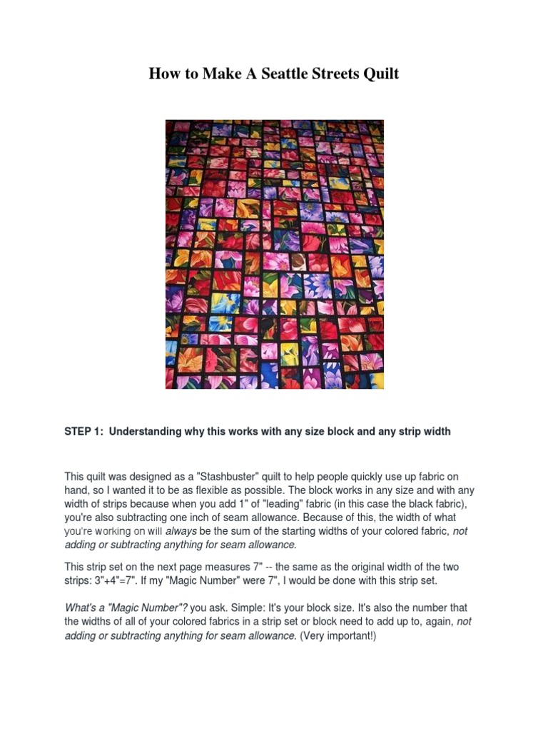 Seattle Streets Pattern | PDF | Quilt | Seam (Sewing)
