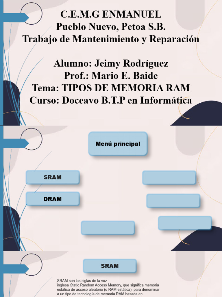 Tipos de Memoria RAM: SRAM y DRAM | PDF | Informática